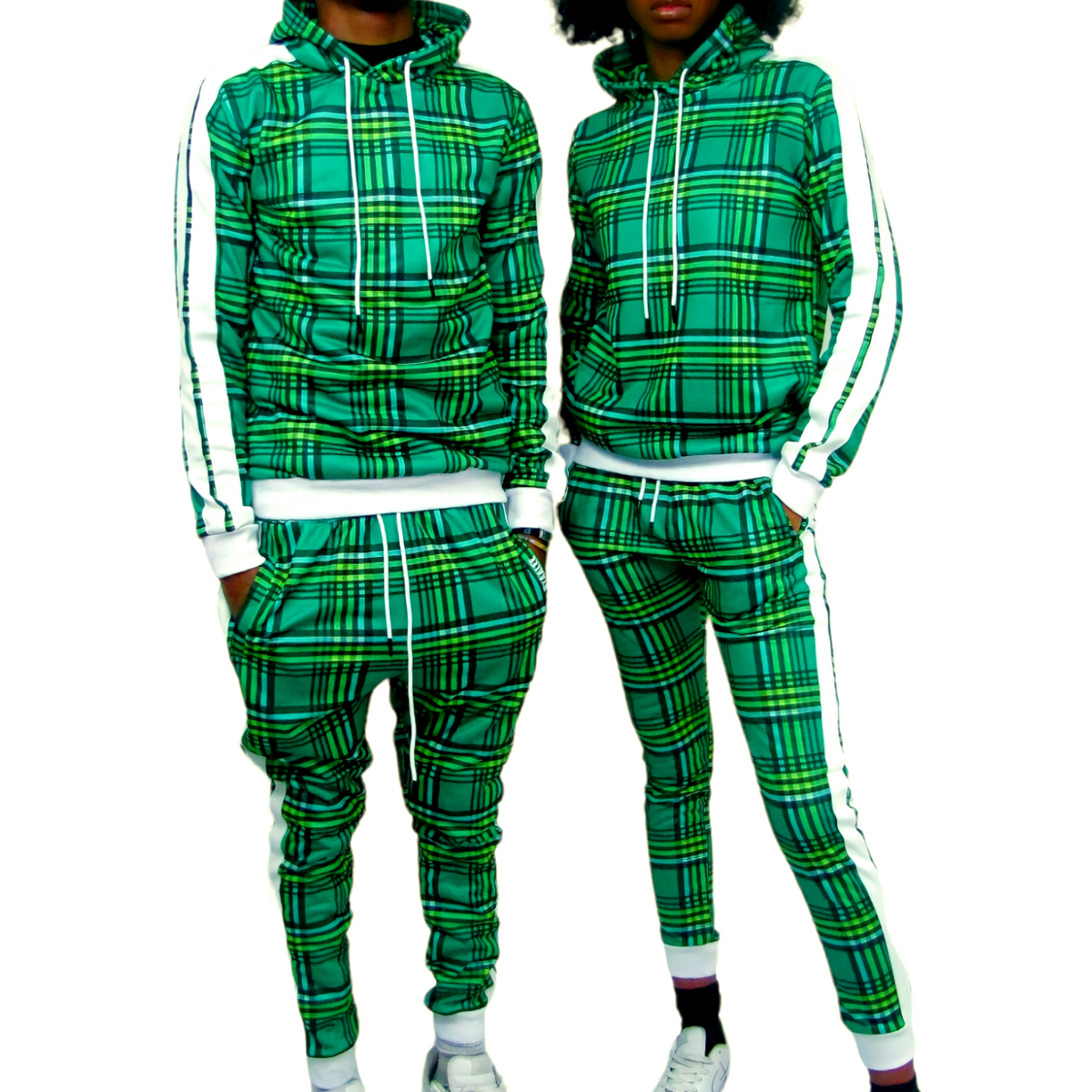 Unisex Slim-Fit Green Stripe Tracksuit Set – Stylish & Comfortable Two ...